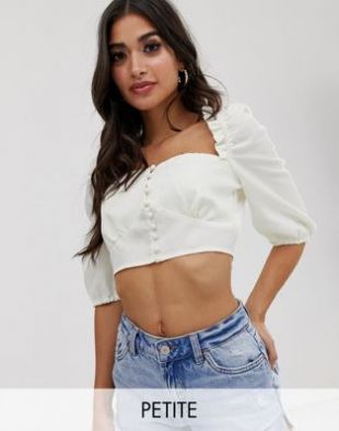 Missguided - White Milkmaid Crop Top