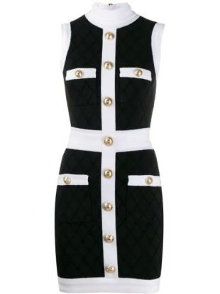 Balmain - Fitted diamond pattern dress