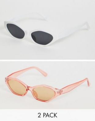 ASOS DESIGN - ASOS DESIGN 2 pack angular sunglasses in white and ...