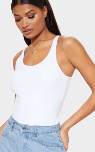 PrettyLittleThing.com - White Sleeveless Bodysuit