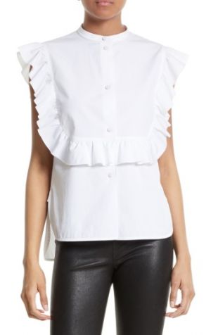 Helmut Lang - Helmut Lang Ruffle Bib Cotton Shirt