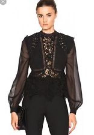 Self Portrait - NWT Authentic Self Portrait Blouse Black Lace Crochet ...