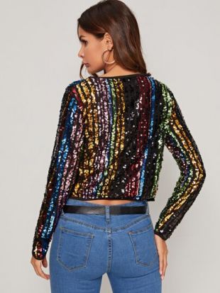 Open Front Colorful Sequin Jacket