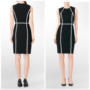 Calvin Klein - Black Piped Colorblock Sleeveless Dress