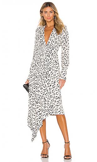 A L C White Leopard Print Dress