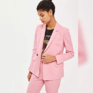 Topshop - Double Breasted Suit Jacket Pink