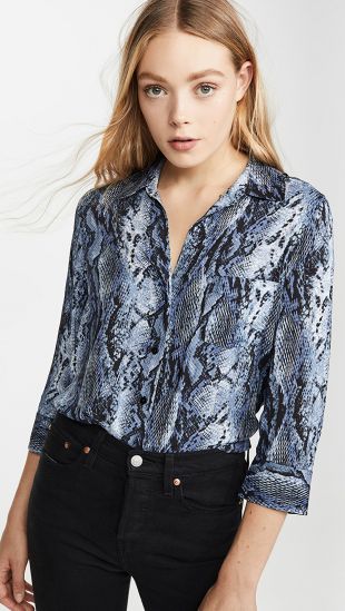 L'agence - Blue Snakeskin Print Blouse