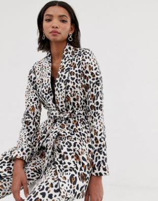 Helene Berman - Helene Berman tie waist jacket in abstract animal print ...