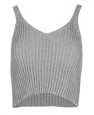MA ONLINE - Metallic Knitted Ribbed Crop Top