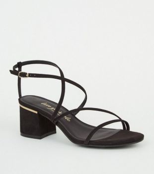 New Look - Wide Fit Suedette Flared Block Black Heels