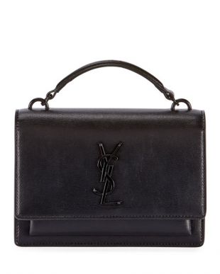 Saint Laurent - Sunset YSL Monogram Wallet on Chain - Black Hardware