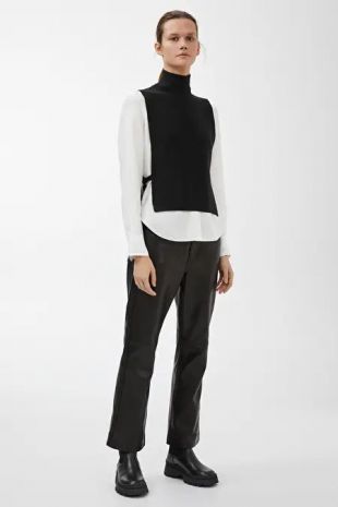 arket - High Neck Merino Bib Top Black