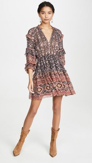 Ulla Johnson - Ruf­fled Flo­ral Print Silk Mi­ni Dress