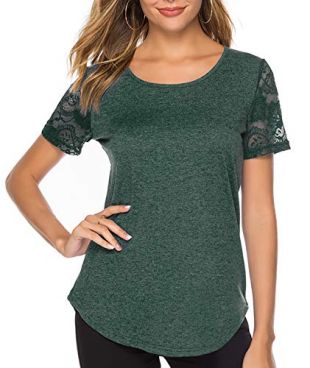 twinklady - Summer Tops Lace Short Sleeve Top