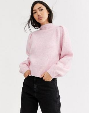 Weekday - Sadie high neck sweater in pink