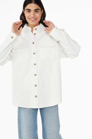Monki - Corduroy Shirt White