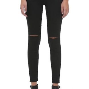 Topshop - Denim Ripped Pants Black