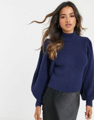 ASOS DESIGN - Chunky rib sweater with volume sleeve