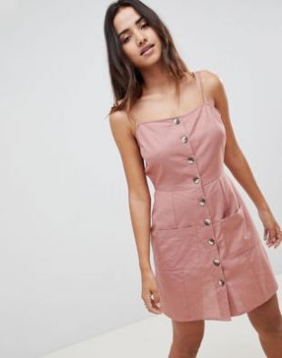 ASOS DESIGN - Button Through Linen Mini Sundress