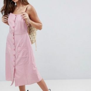 Asos - Button Through Linen Midi Sundress