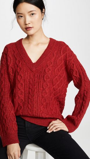 vince - Cable Sweater Red