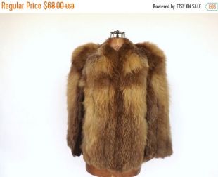 FLASH SALE Vintage 1940s Chubby Fox Fur Coat Fur Coat Short Jacket ...