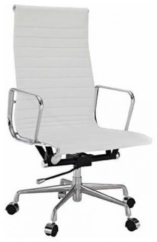 Times Concepts - Modern Ribbed High Back Office Chair, Leather