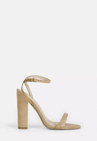 Missguided - Nude Suede Heel Sandals