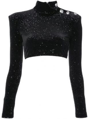 Balmain - Cropped Velvet Top