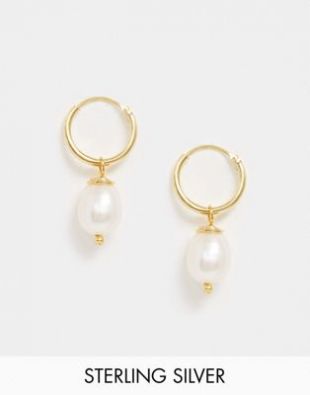 ASOS DESIGN - ASOS DESIGN sterling silver with gold plate hoop earrings ...