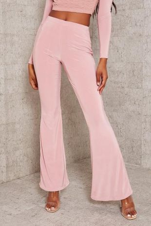 ISAWITFIRST - Pink Slinky Flare Trousers