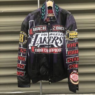 RewindRelics - 2001 Lakers Jeff Hamilton NBA Championship Back 2 Back Leather Jacket Large Kobe ...