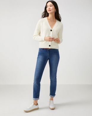 Pure Collection - Ribbed Cardigan White