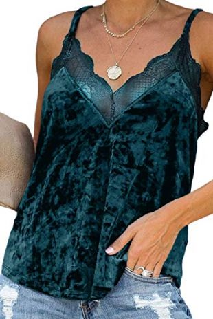 cilkoo - Green Velvet Cami Top