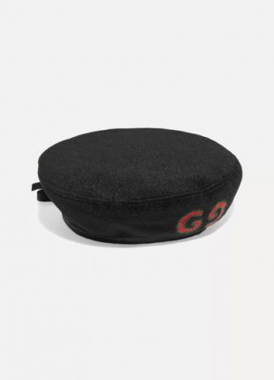Gucci - Black Embroidered Felt Beret