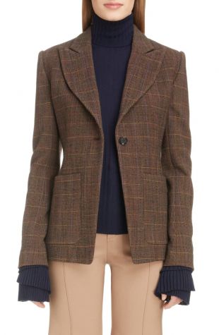 Chloé - Brown Check Stretch Wool Jacket