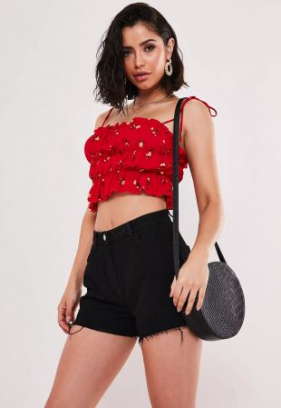 Missguided - Red Floral Cami Top