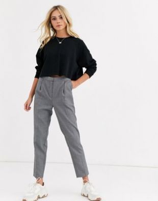 New Look - New Look tailored work pants in gray pattern | ASOS