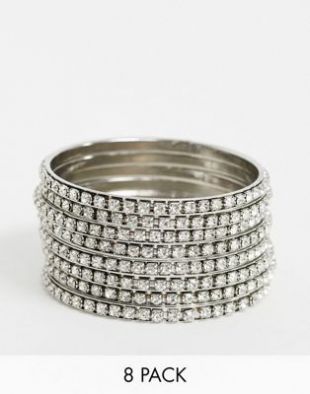 glamorous - Glamorous silver rhinestone bangle bracelet multipack | ASOS