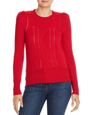 Aqua - Red Cable Knit Sweater