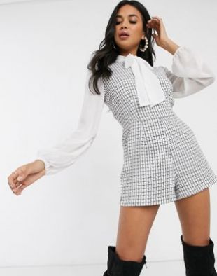 Missguided - Tweed Playsuit