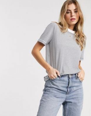 PIECES - Pieces - T-shirt à rayures - Blanc et bleu marine | ASOS