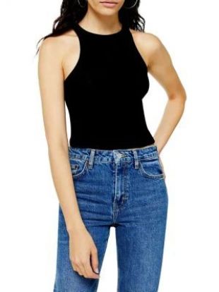 Topshop - Black Pre­mi­um Rac­er Tank