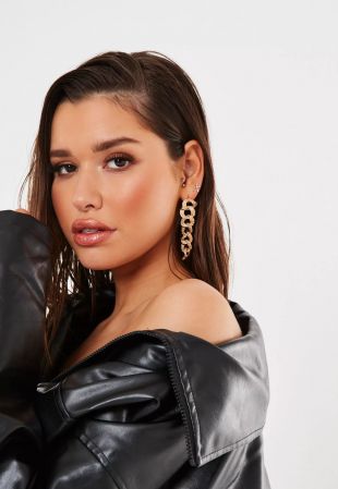 Missguided - Gold Chain Ear­rings