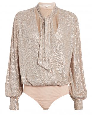 Jonathan Simkhai - Sequin Embellished Tie Neck Bodysuit