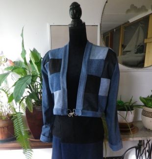 WitchiWomen - Veste en Jean patchwork recadrée