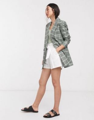 ASOS DESIGN - Check Linen Blazer