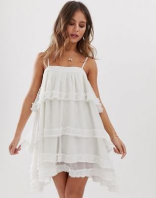 Asos - White Sand Tiered Mini Dress
