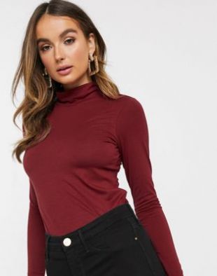 ASOS DESIGN - ASOS DESIGN - Top manches longues col montant - Rouille | ASOS