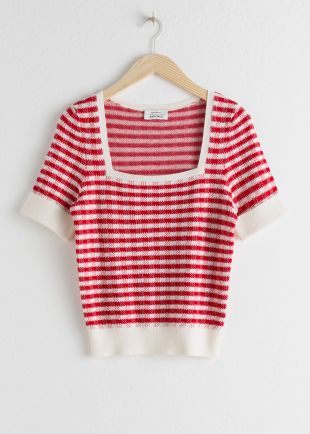 & Other Stories - Cotton Knit Top Red